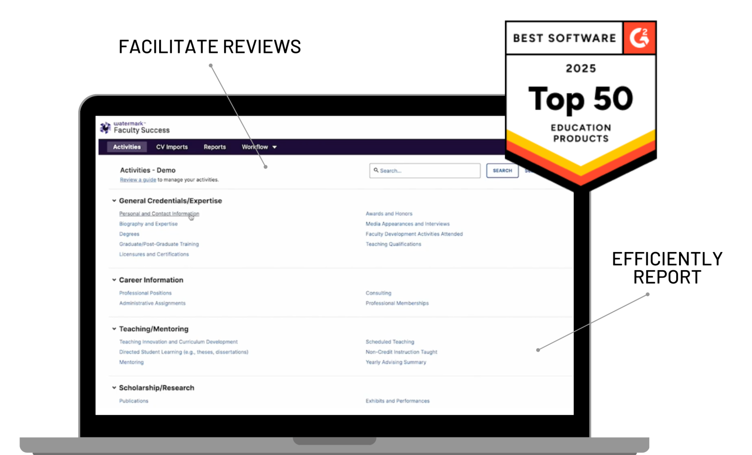Faculty Activity Reporting Software for Higher Education