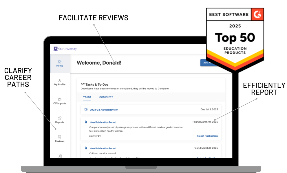 Faculty Activity Reporting Software for Higher Education